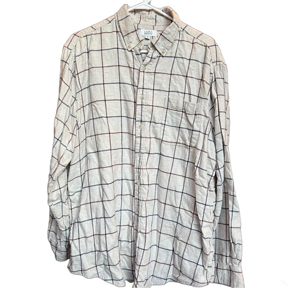 croft & barrow | Shirts | Croft Barrow Cream Plaid Flannel Button Down ...
